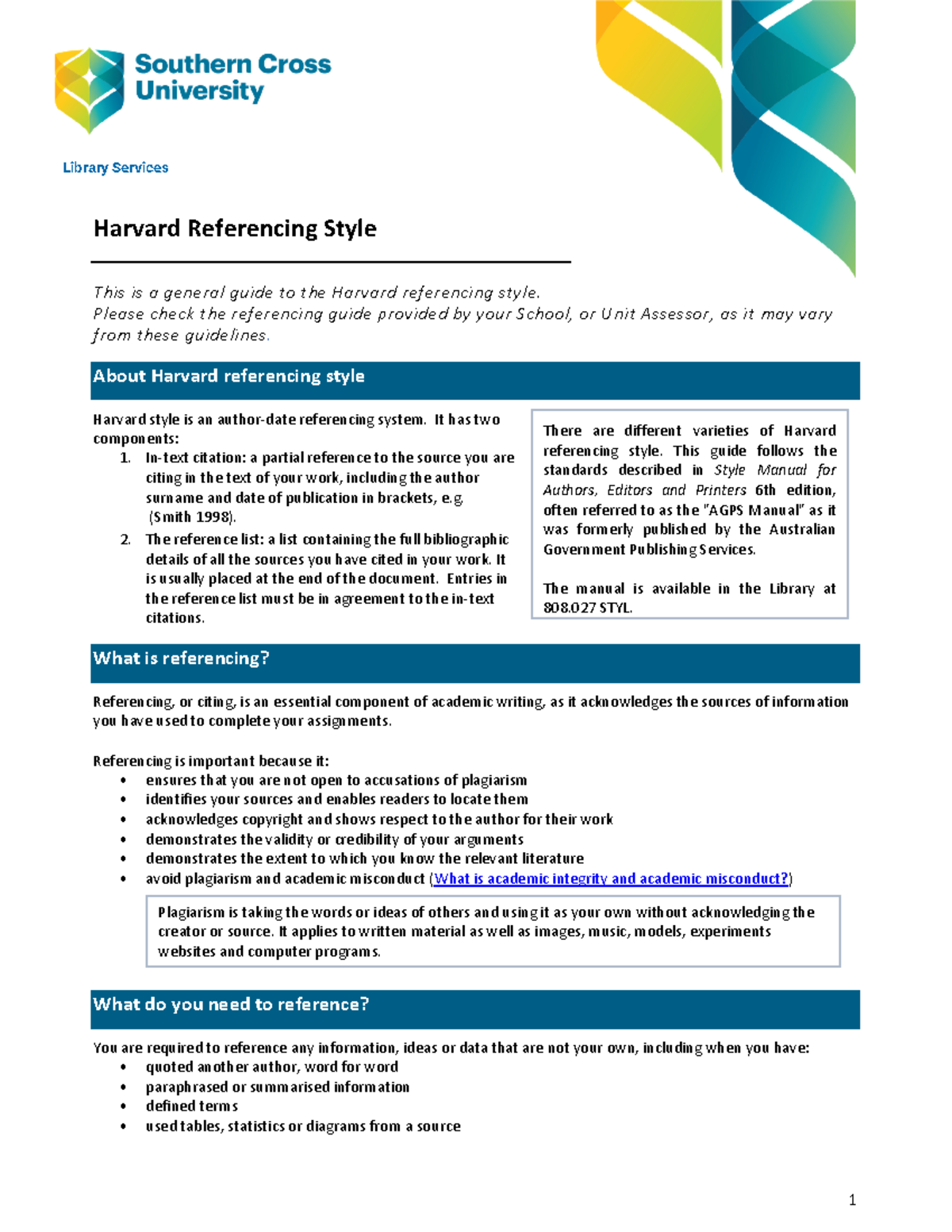 Harvard referencing guide new - Library Services Harvard Referencing ...