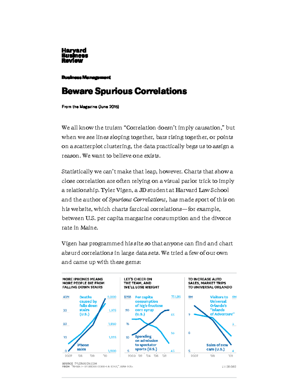 Beware Spurious Correlations - Business Management Beware Spurious Correlations From the ...