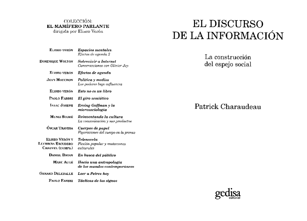 Charaudeau El discurso de la informacion.Cap 1 y 2 - Lingüística ...
