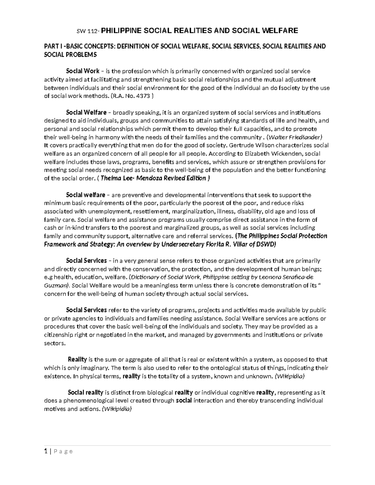 SW-112 Philippinne- Social- Realities-AND- Social- Welfare 4 - SW 112 ...