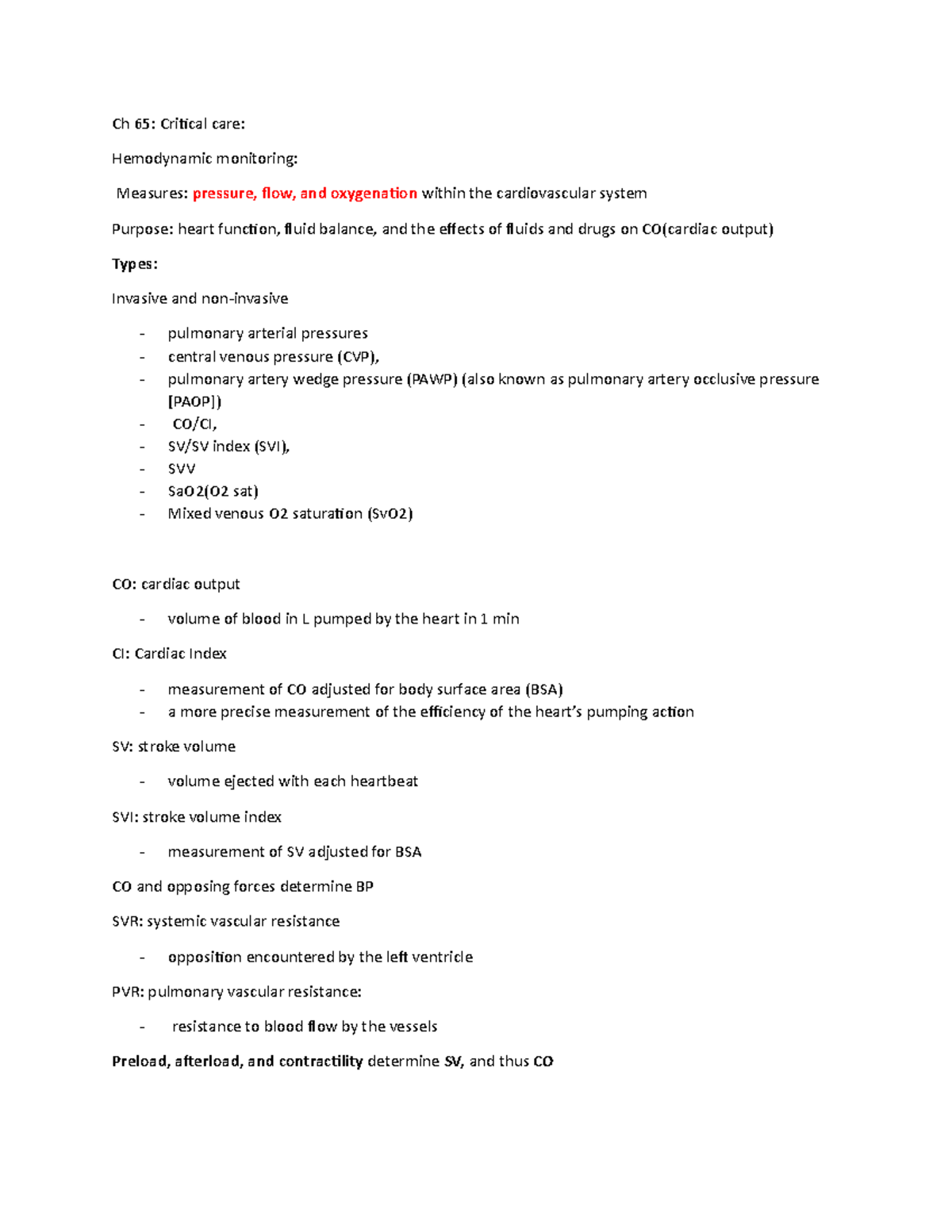 Critical care - notes - Ch 65: Critical care: Hemodynamic monitoring ...