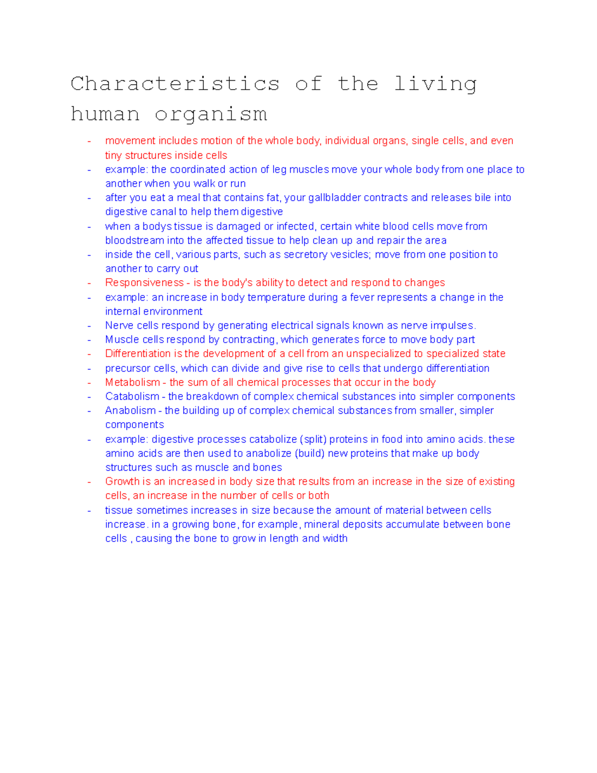 Characteristics of the living human organism - Characteristics of the ...