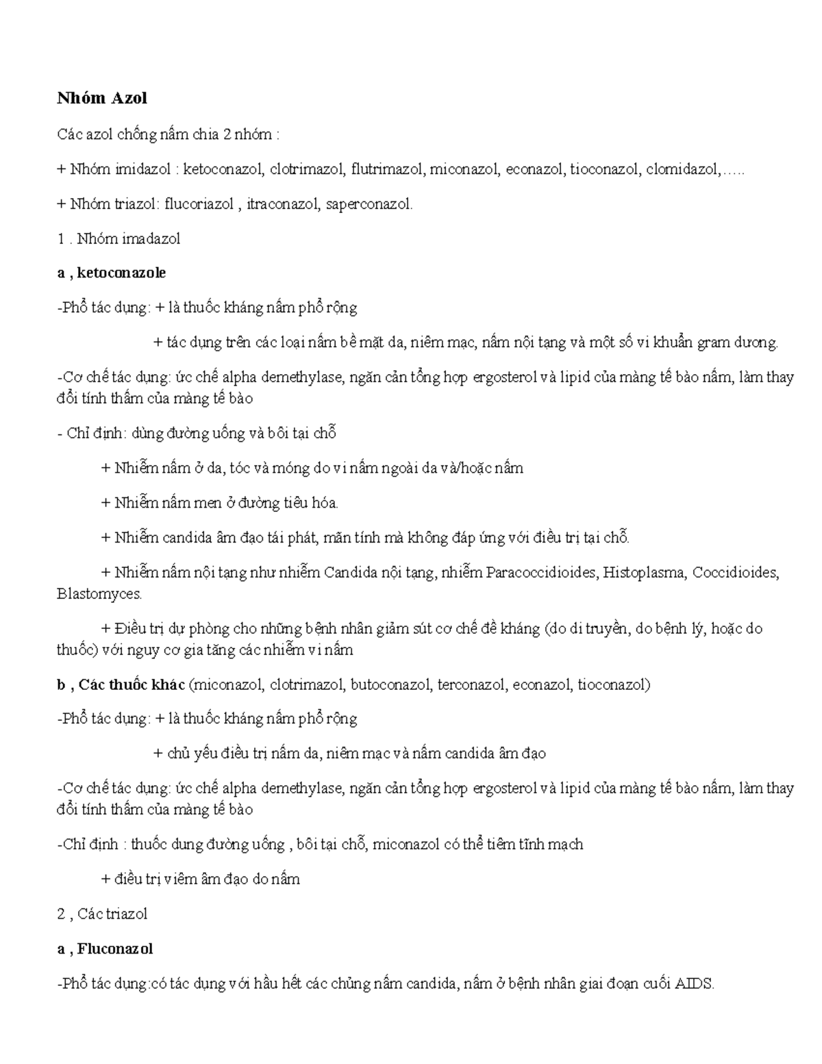 Nhóm-Azol - Hjj - Nhóm Azol Các azol chống nấm chia 2 nhóm : Nhóm ...