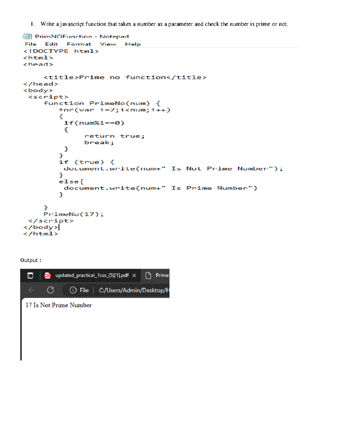 Practical 4 CSS - it is very useful - Computer Engineering - Write a javascript function that ...