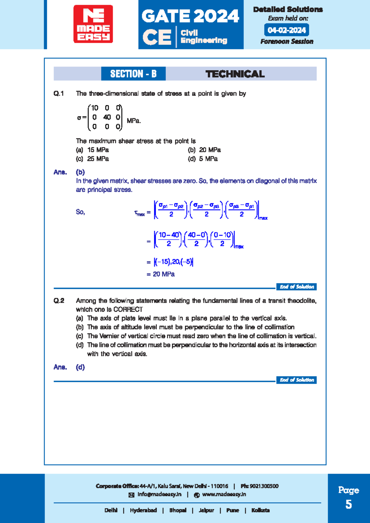 Gate 2024 2 - Notes - Detailed Solutions NE GATE 2024 Exam held on ...