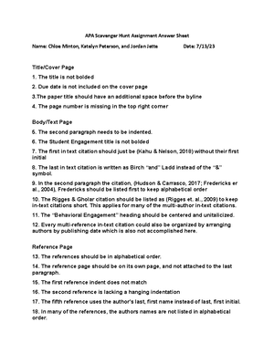 APA Scavenger Hunt Template Worksheet - Copy - APA Scholarly Skills ...