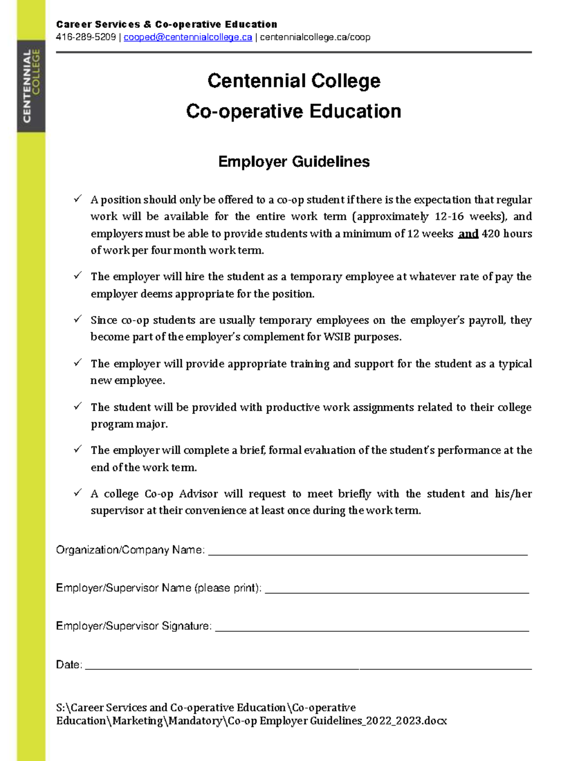 Co-op Employer Guidelines 2022 2023 (1) - Career Services & Co ...