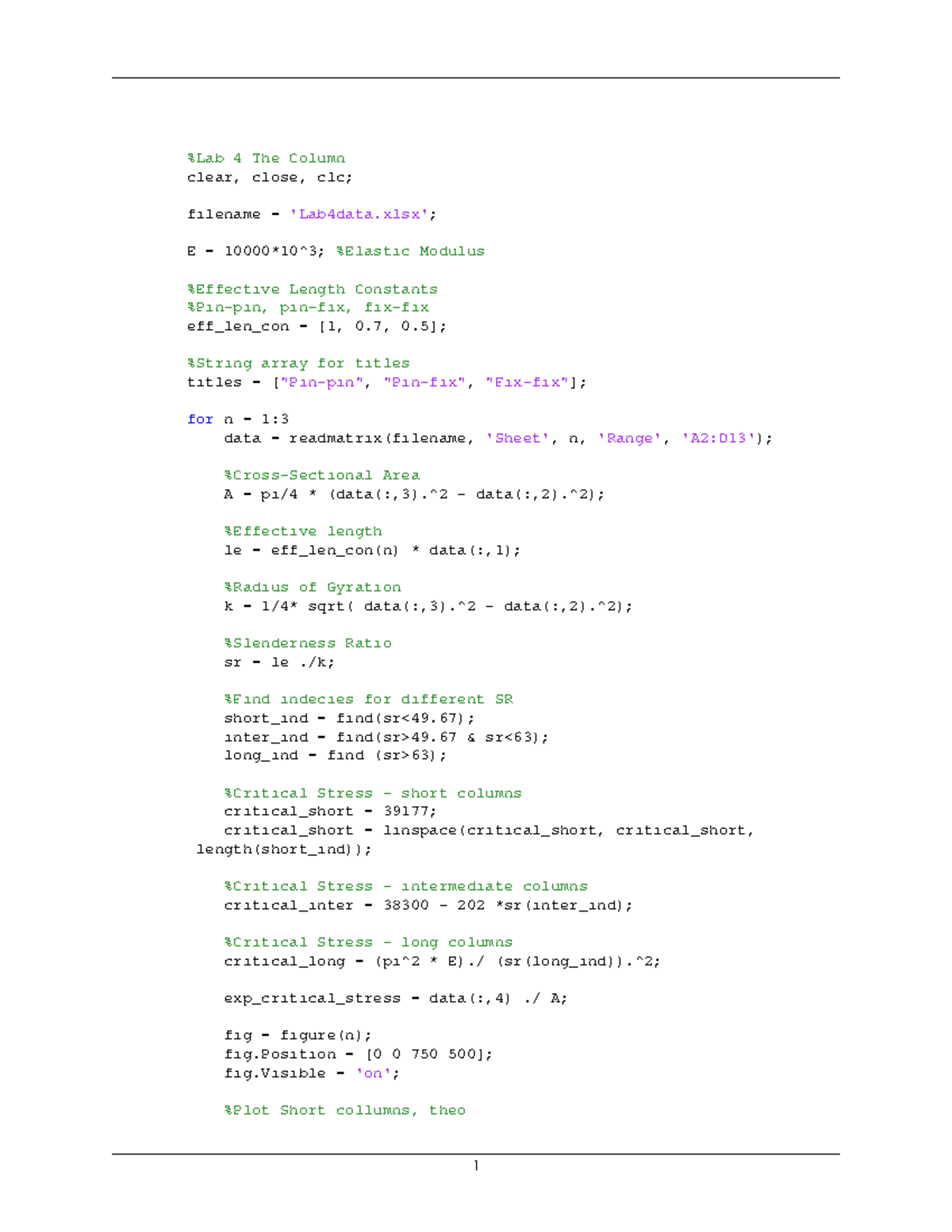Exp4 - Lab Report - %Lab 4 The Column clear, close, clc; filename ...