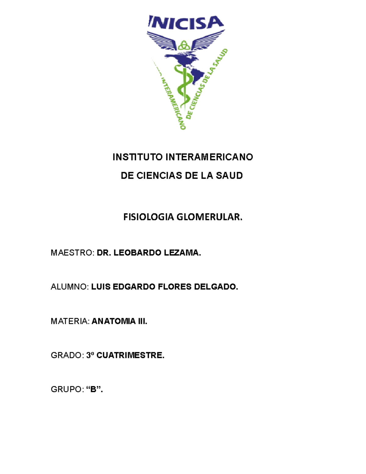 Fisiologia Glomerular - INSTITUTO INTERAMERICANO DE CIENCIAS DE LA SAUD ...