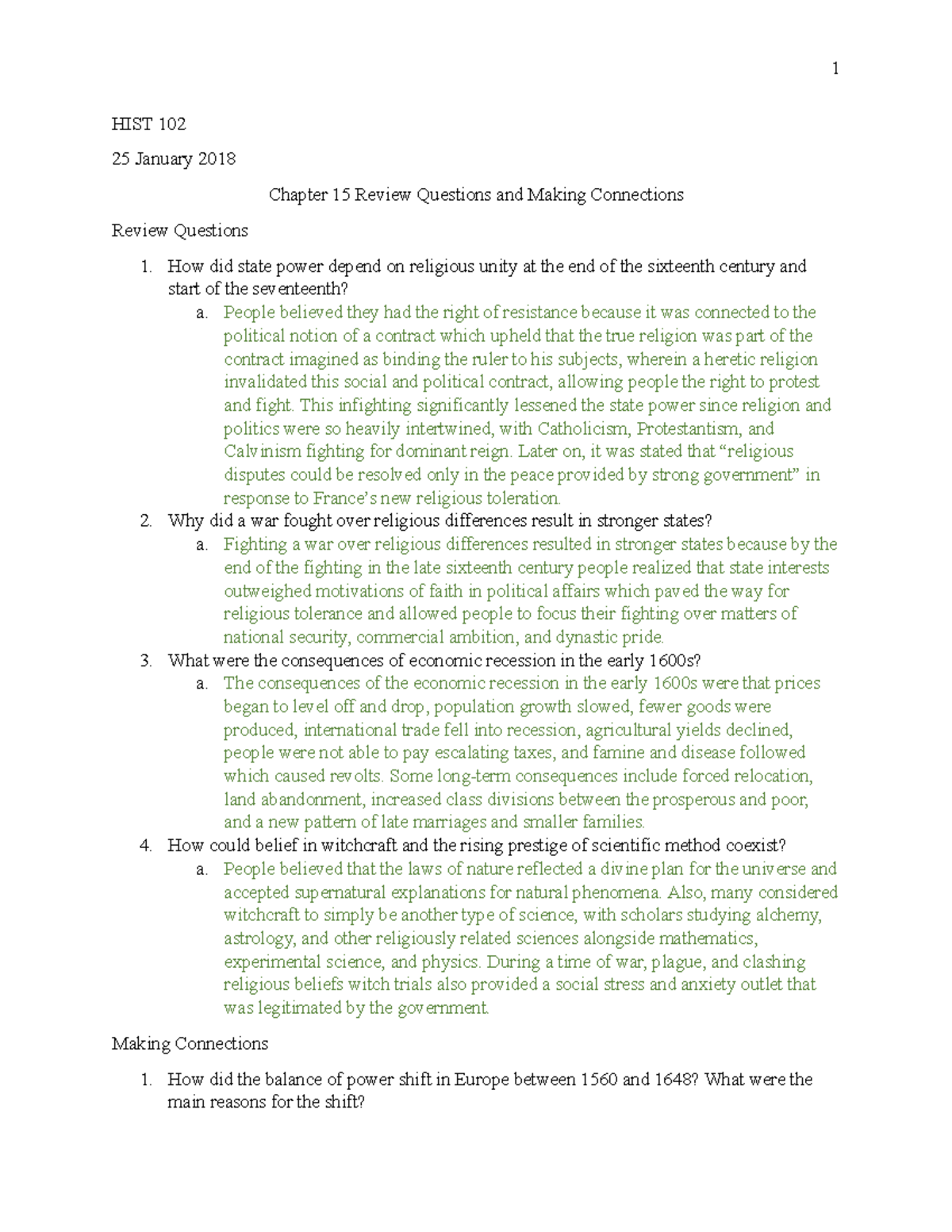 Chapter 15 - Rome homework. - 1 HIST 102 25 January 2018 Chapter 15 ...