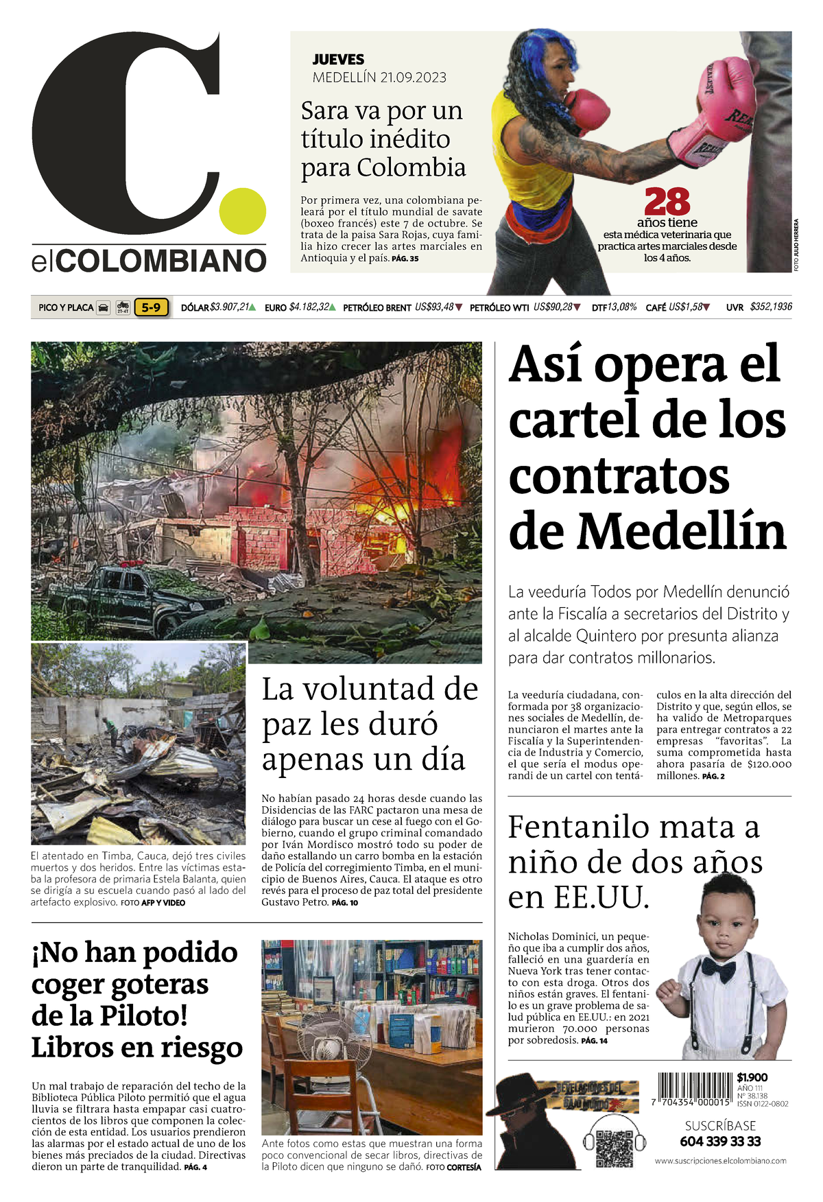 El Colombiano 21-09-2023 - JUEVES MEDELLÍN 21. $ 1. 900 AÑO 111 N° 38 ...