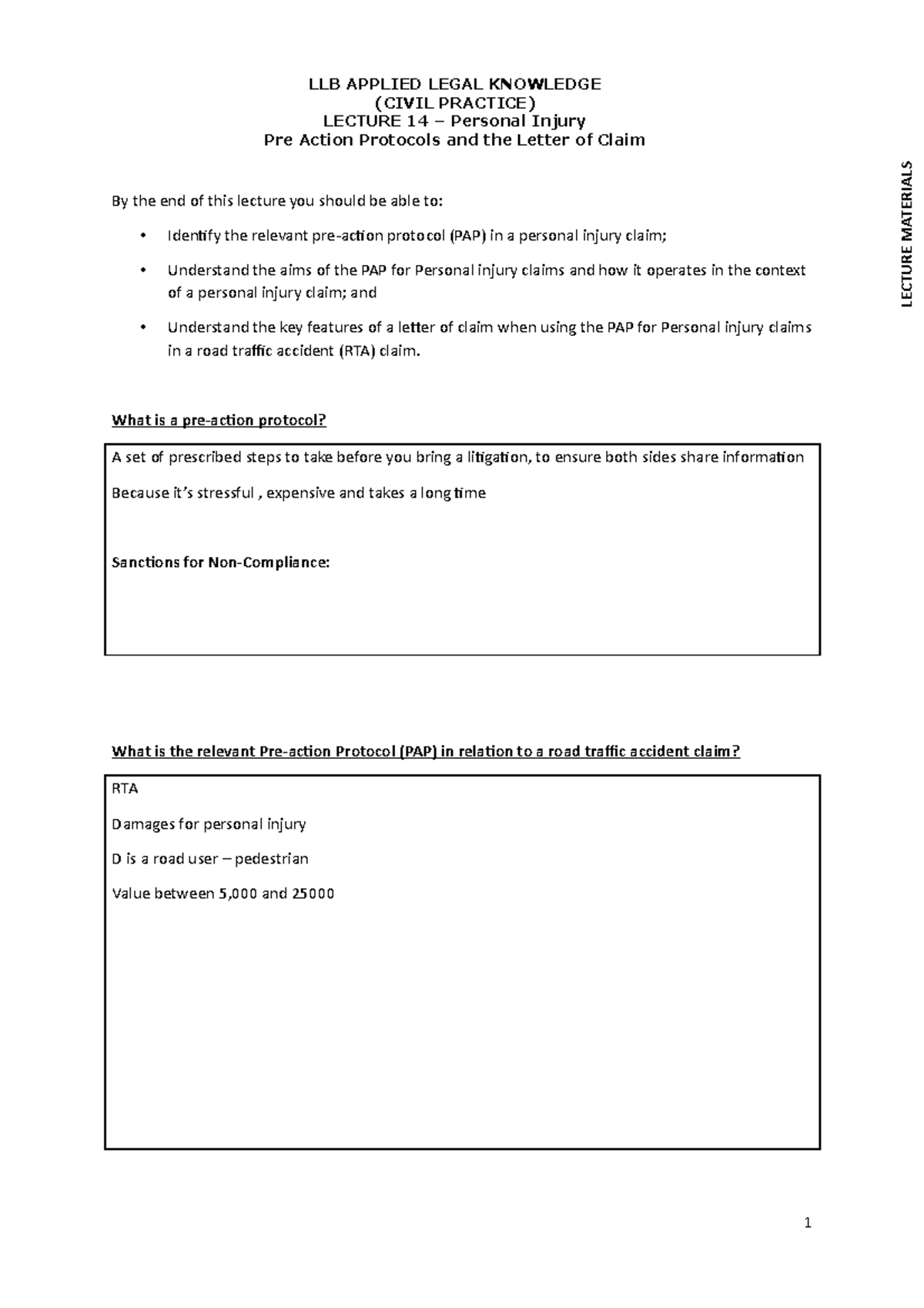 ALK Lecture 14 Student Handout - (CIVIL PRACTICE) LECTURE 14 – Personal ...