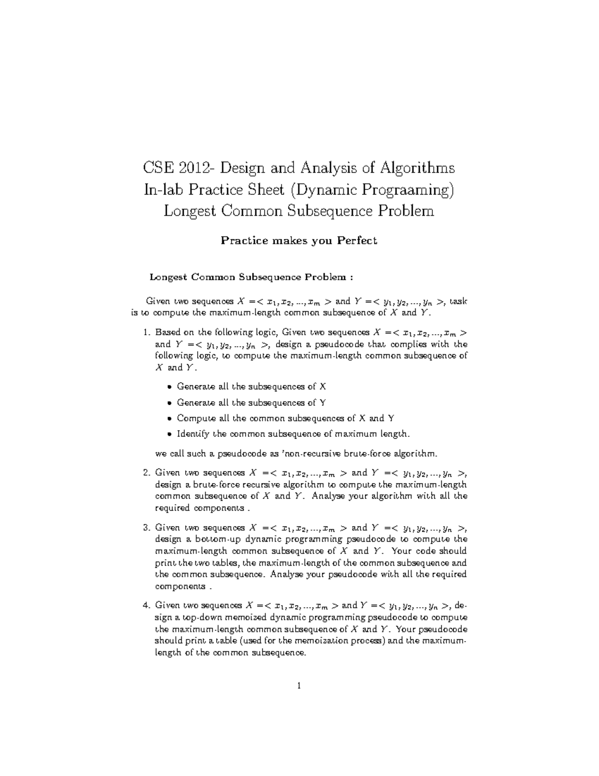 Cse2012-PPS4-w2022 - digital assignments - CSE 2012- Design and Analysis of Algorithms In-lab ...