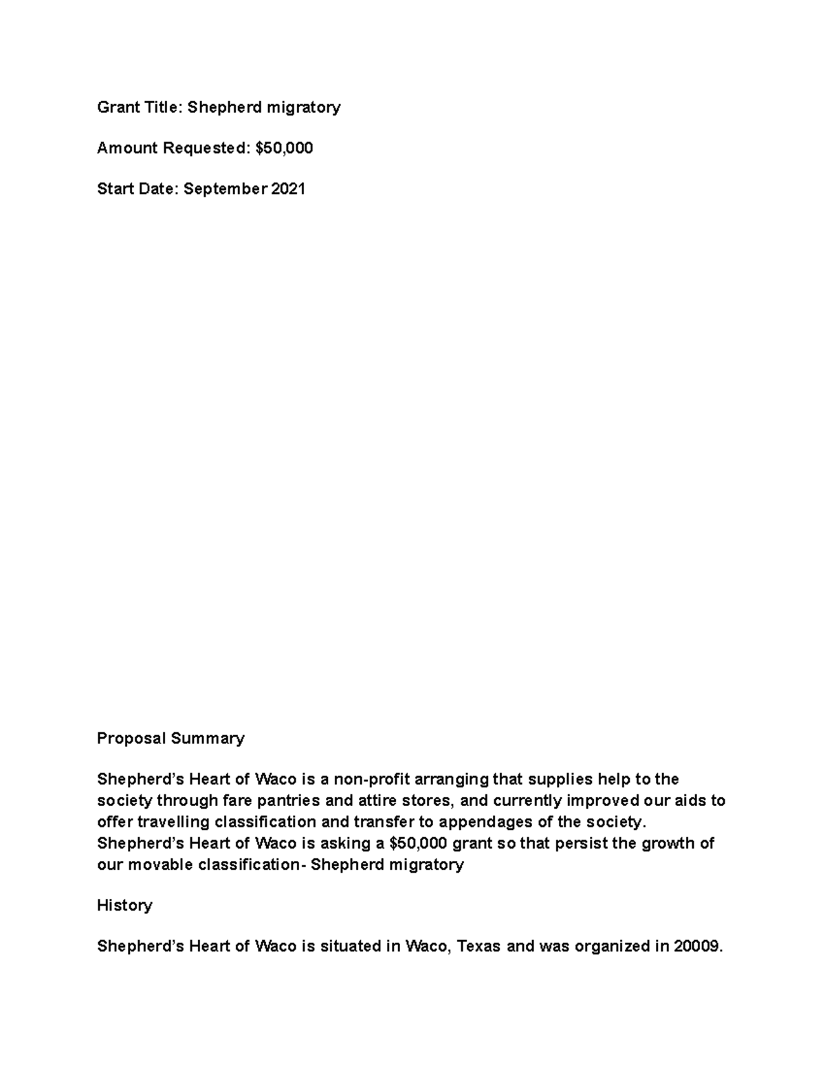 PBAD301 IP5 - Unit 5.1 Project for the course PBAD-301; Grant Writing Basics - Grant Title ...