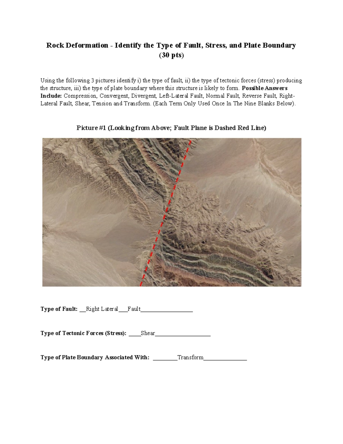 Assignment #2A Rock Deformation - Rock Deformation - Identify the Type ...