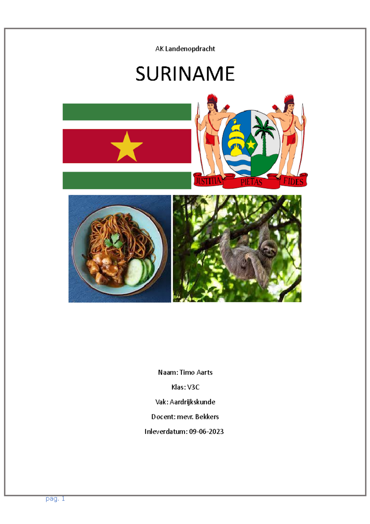 AK Werkstuk Suriname - AK Landenopdracht SURINAME Naam: Timo Aarts Klas ...