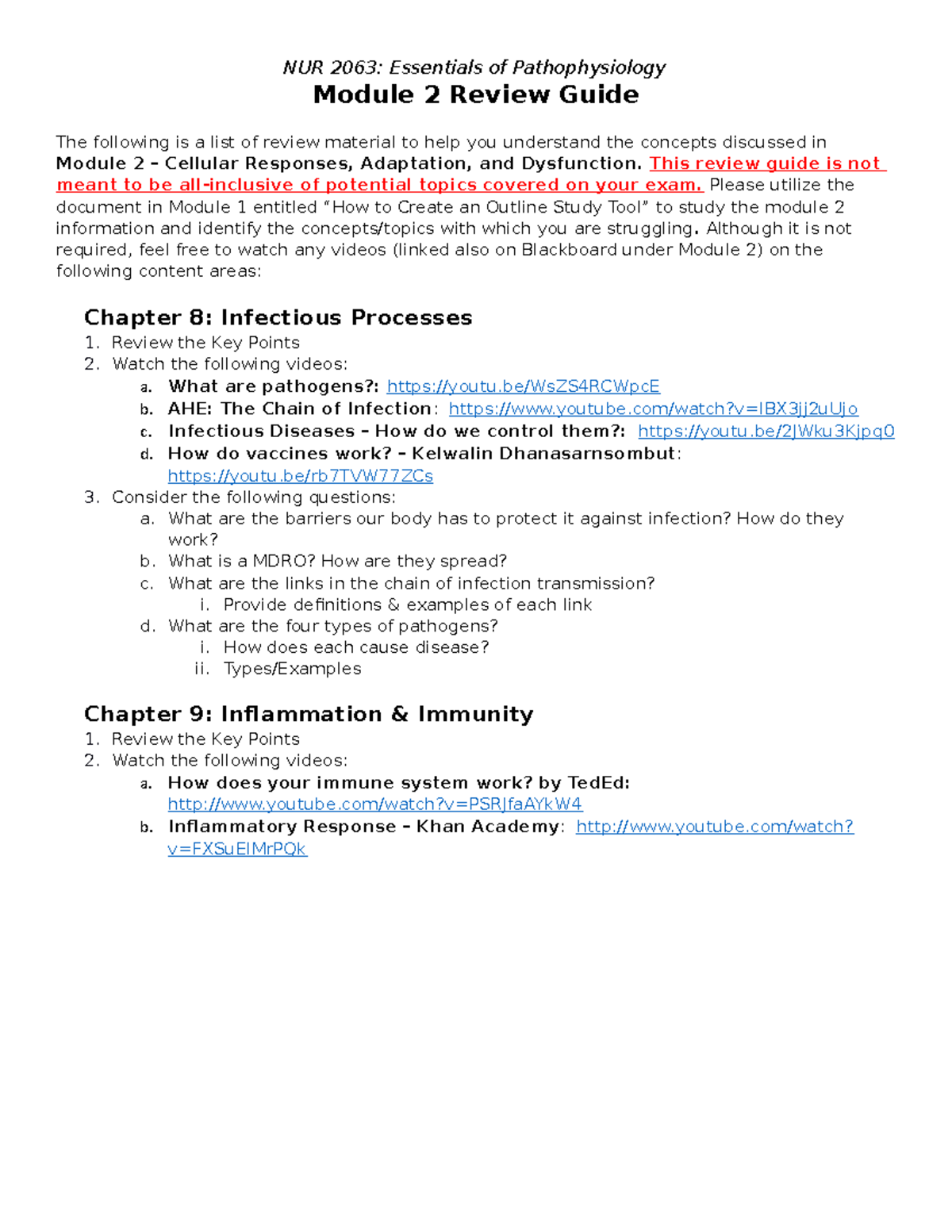 Module 2 Additional Review Resources - NUR 2356 - Studocu