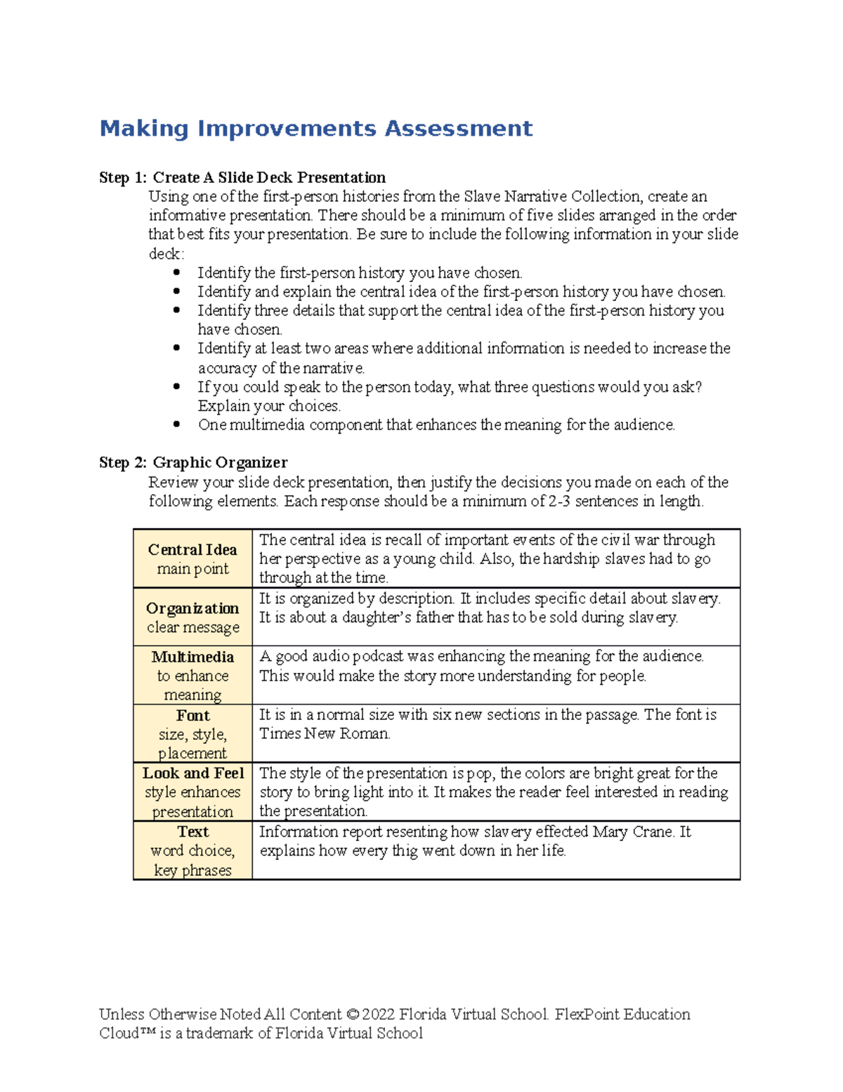 Making improvements - this is an assignment for english 10 - Making ...