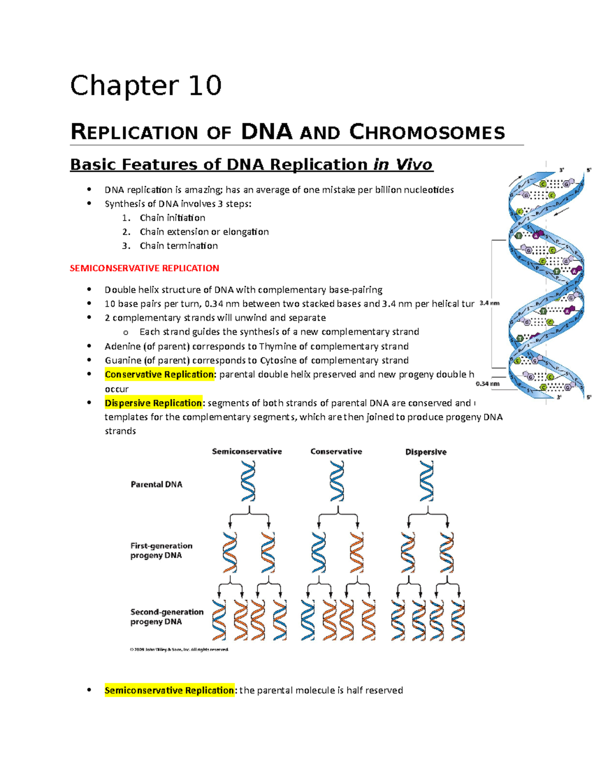 Exam review DNA replication - Chapter 10 REPLICATION OF DNA AND ...