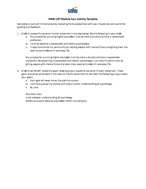 SNHU 107 Module Three Activity - Part 1 Identify the SNHU resources ...