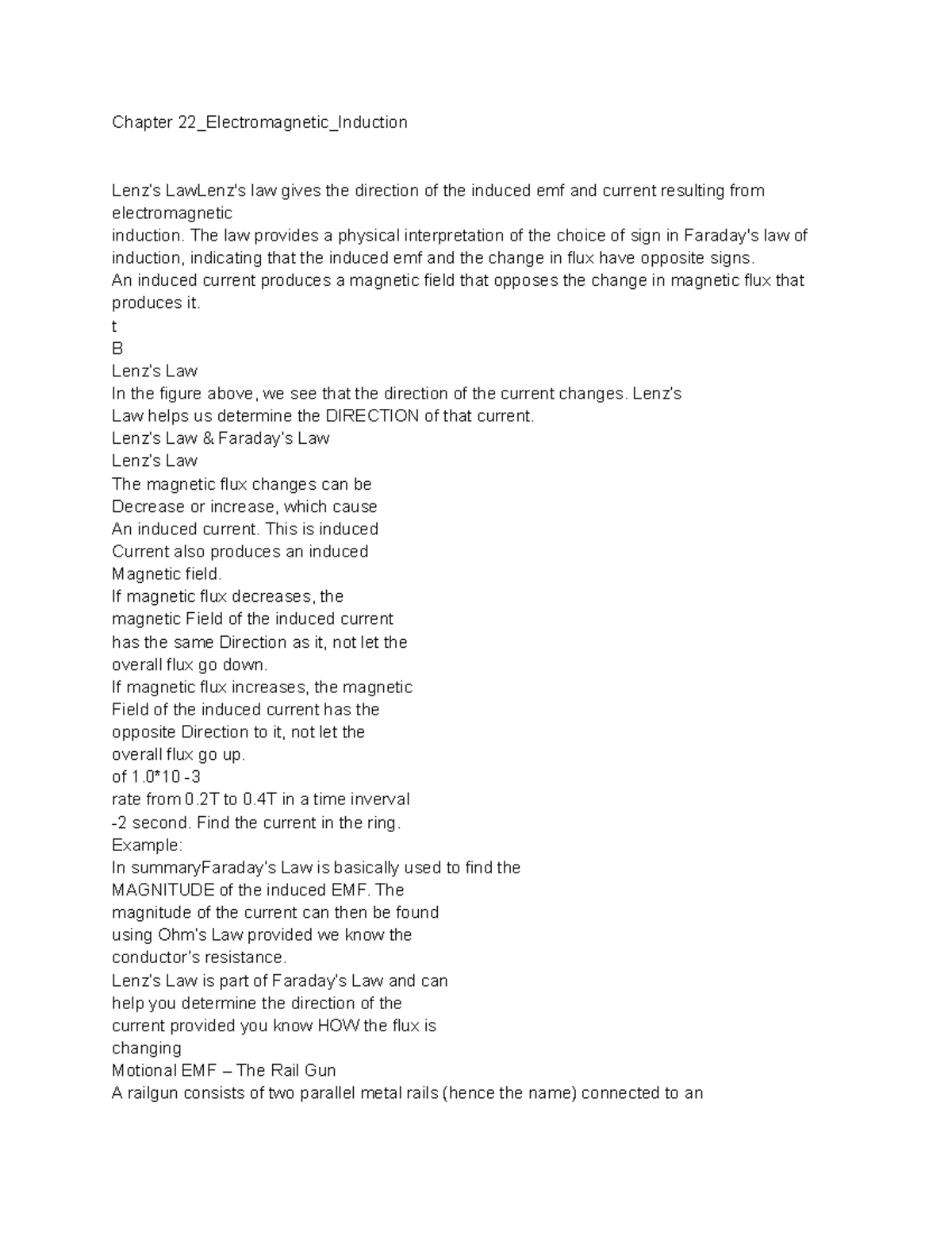 Chapter 22 Electromagnetic Induction - Chapter 22_Electromagnetic_Induction Lenz’s LawLenz's law ...
