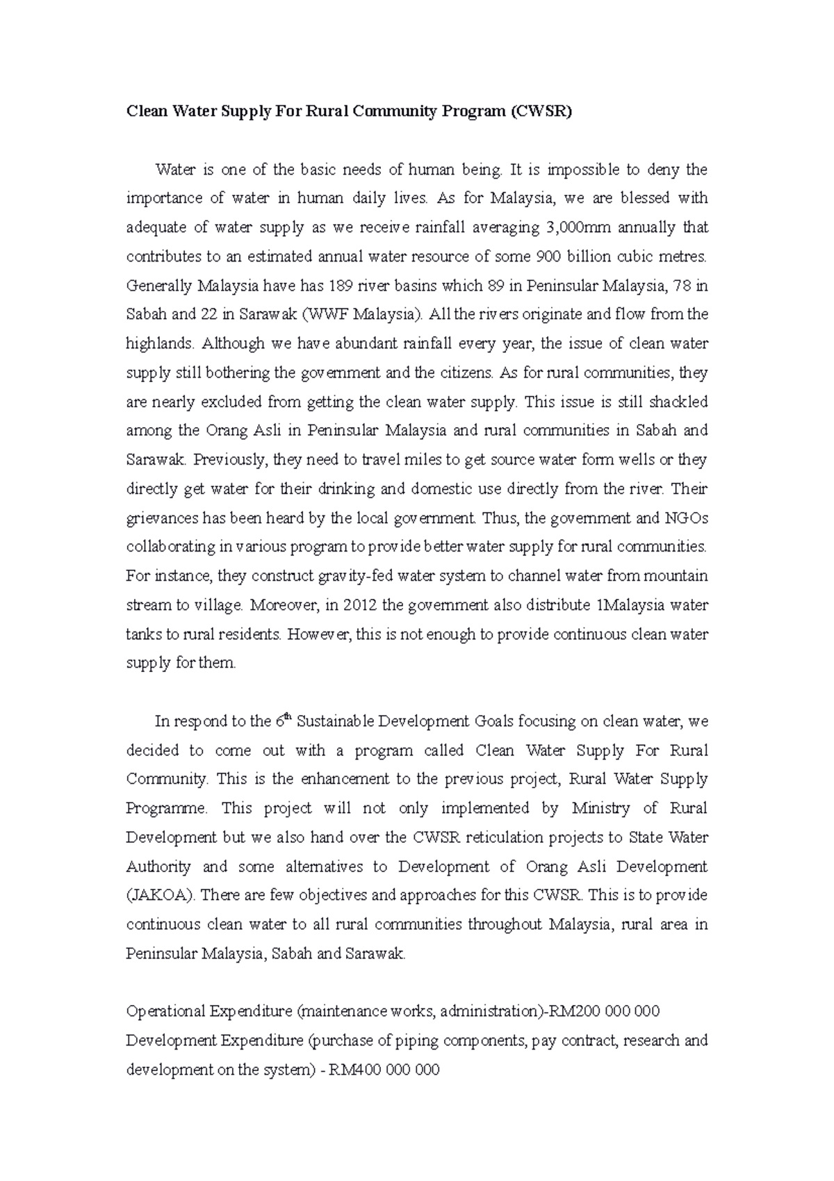 Water and Internet - Clean Water Supply For Rural Community Program ...