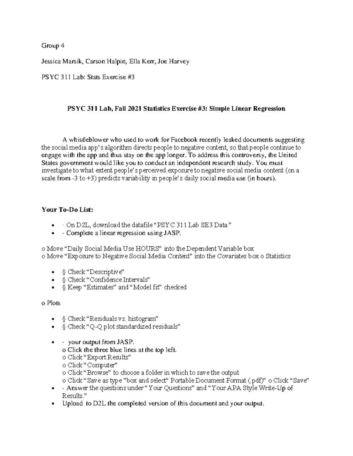 PSYC 311 major assignment - Group 4 Jessica Marsik, Carson Halpin, Ella ...