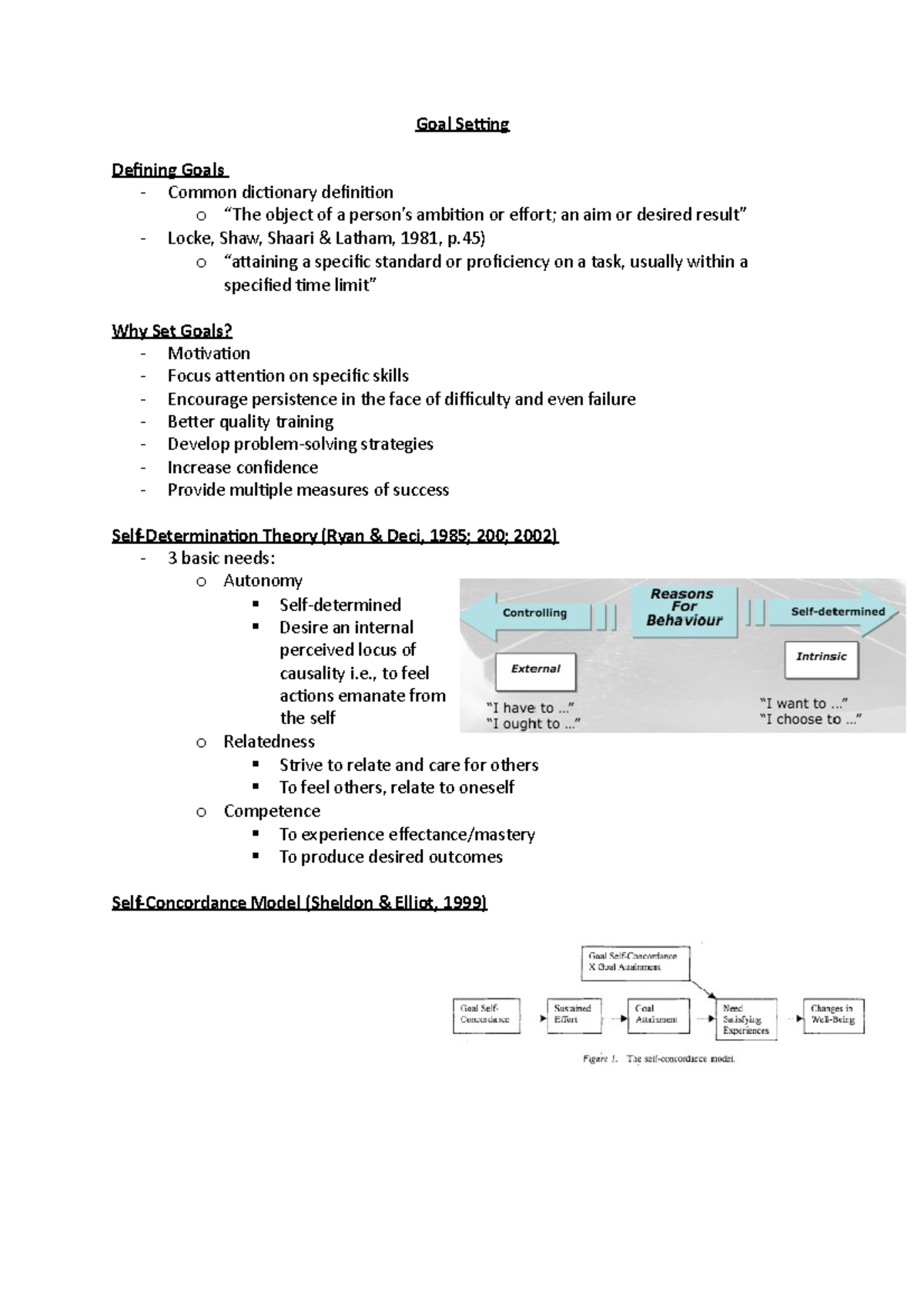 Goal Setting - Lecture 4 - Goal Setting Defining Goals - Common ...