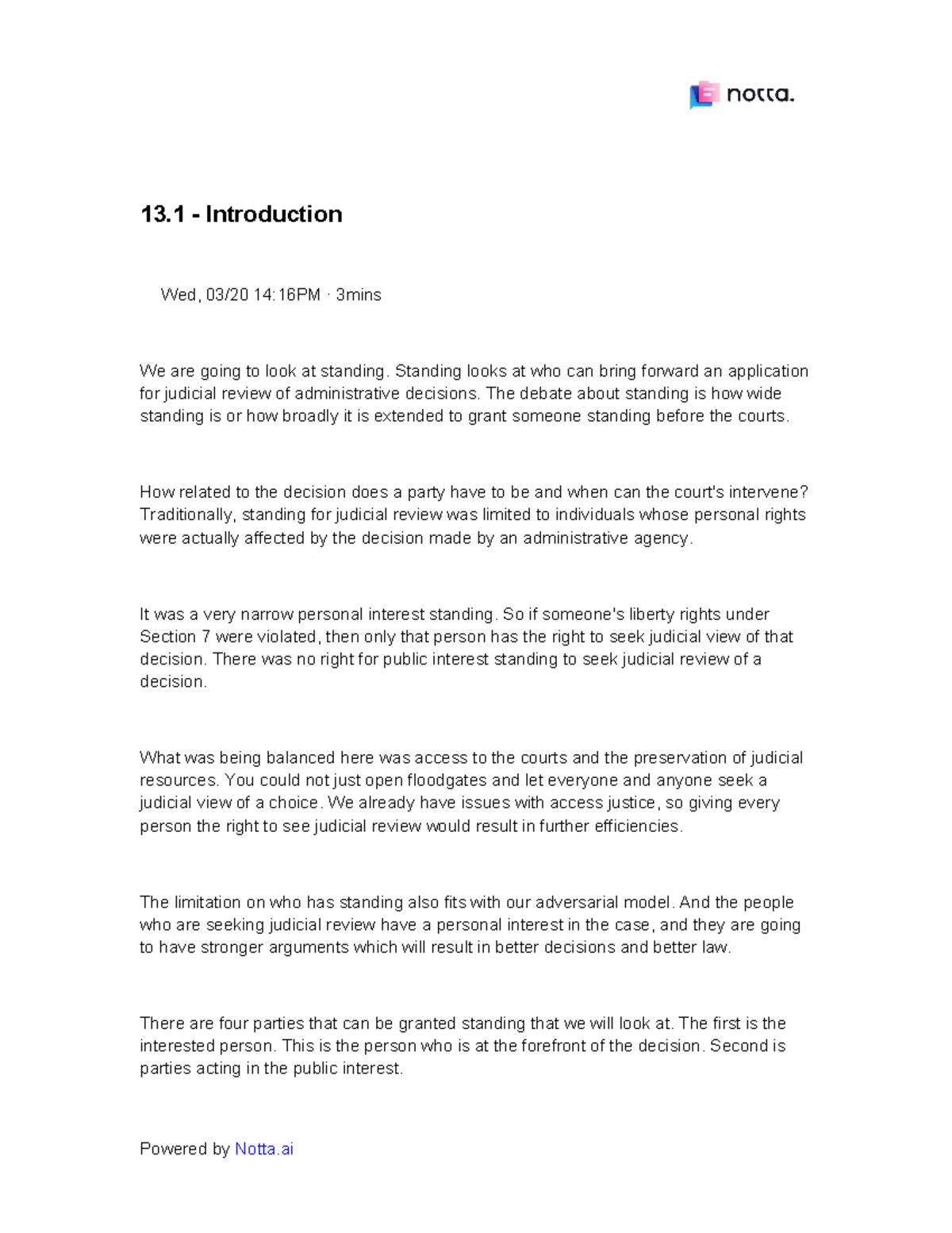 13.1 - Introduction - Lecture notes - 13 - Introduction ⏰ Wed, 03/20 14 ...