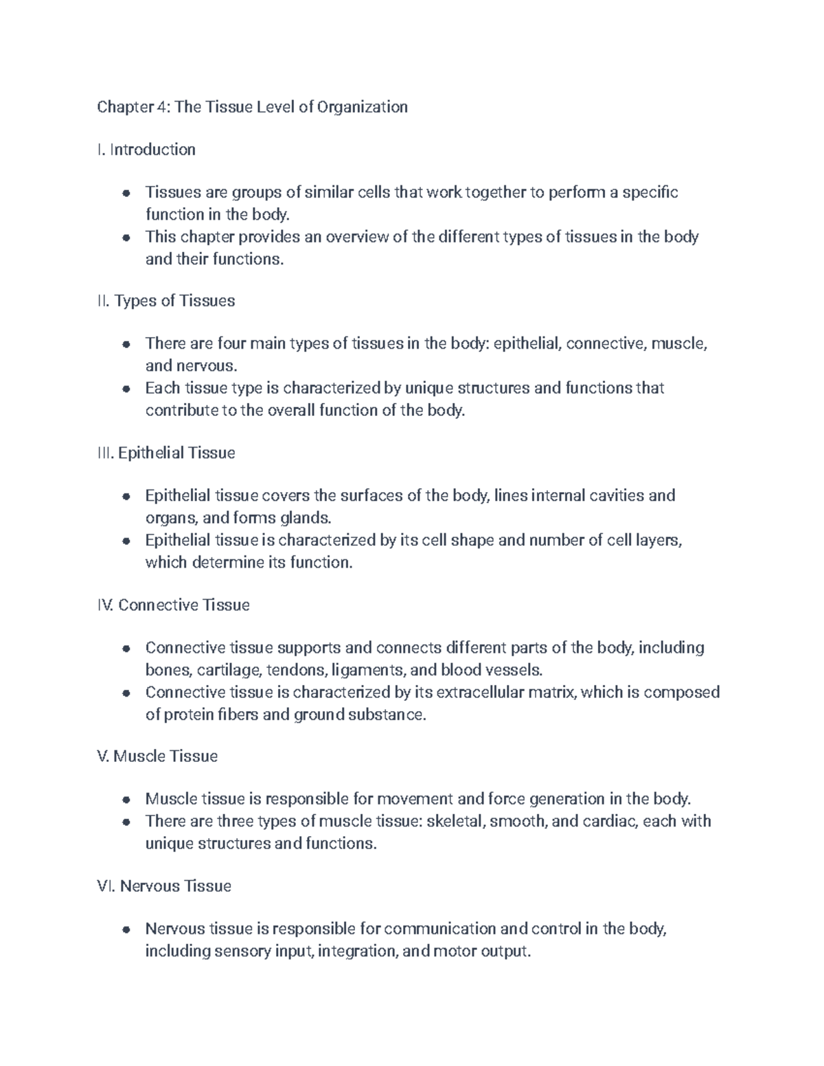 BIO 4 - Human Anatomy and Physiology chapter 4 notes - Chapter 4: The ...