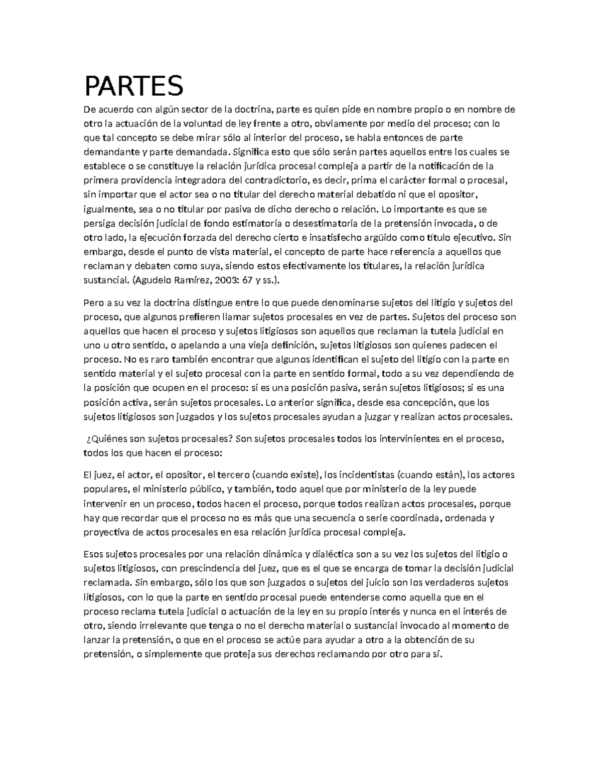 Partes - PARTES De acuerdo con algún sector de la doctrina, parte es ...