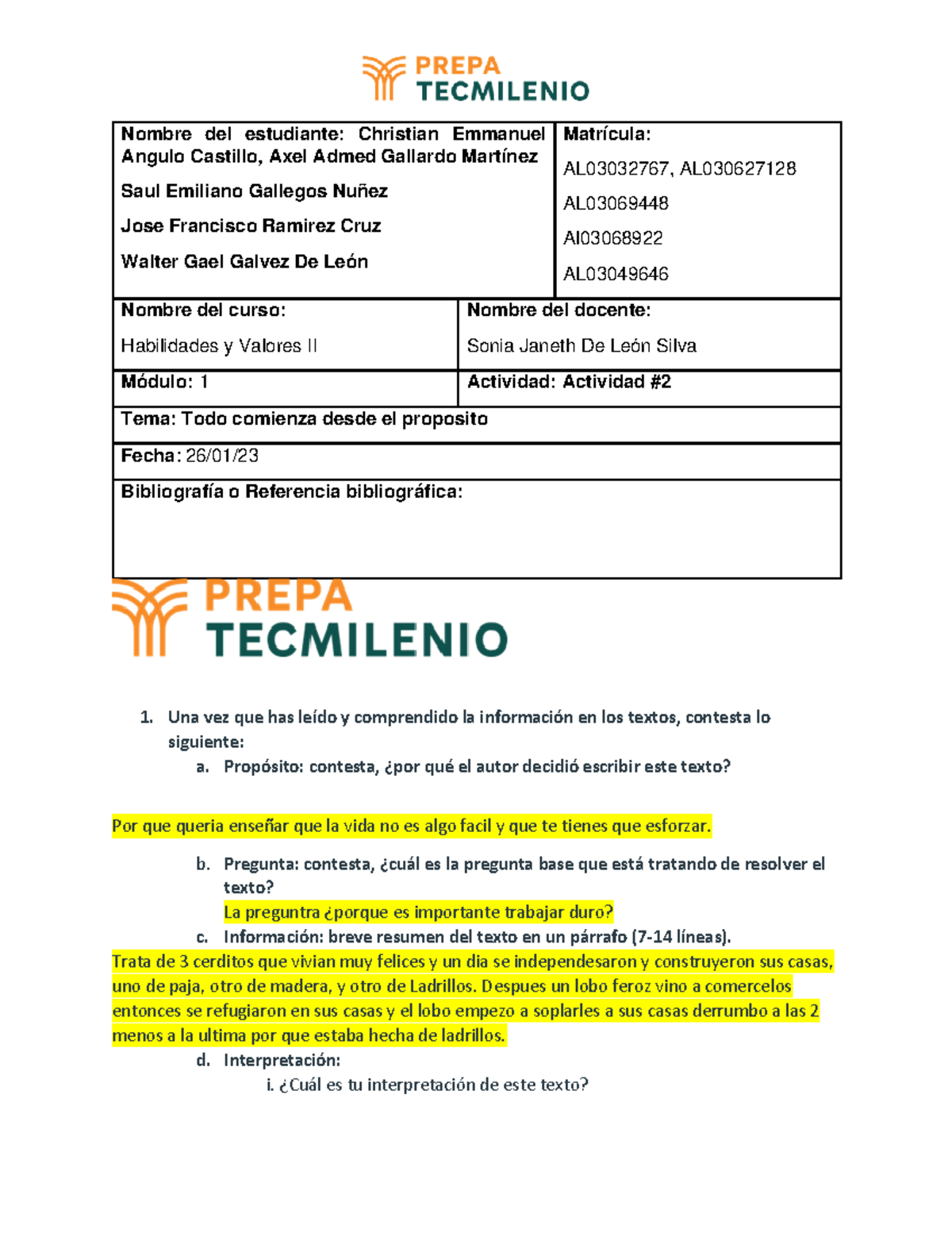 Avtividad 2 - Habilidades y Valores II - Nombre del estudiante ...