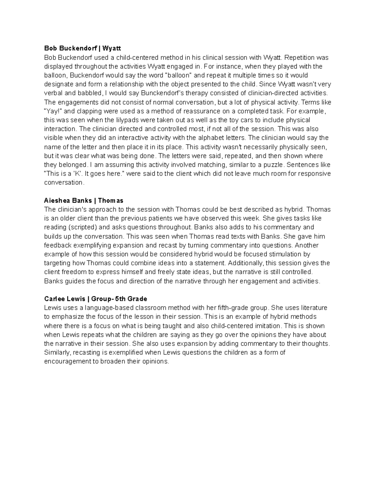 MCN Observation 10 - mcn 10 - Bob Buckendorf | Wyatt Bob Buckendorf used a child-centered method ...