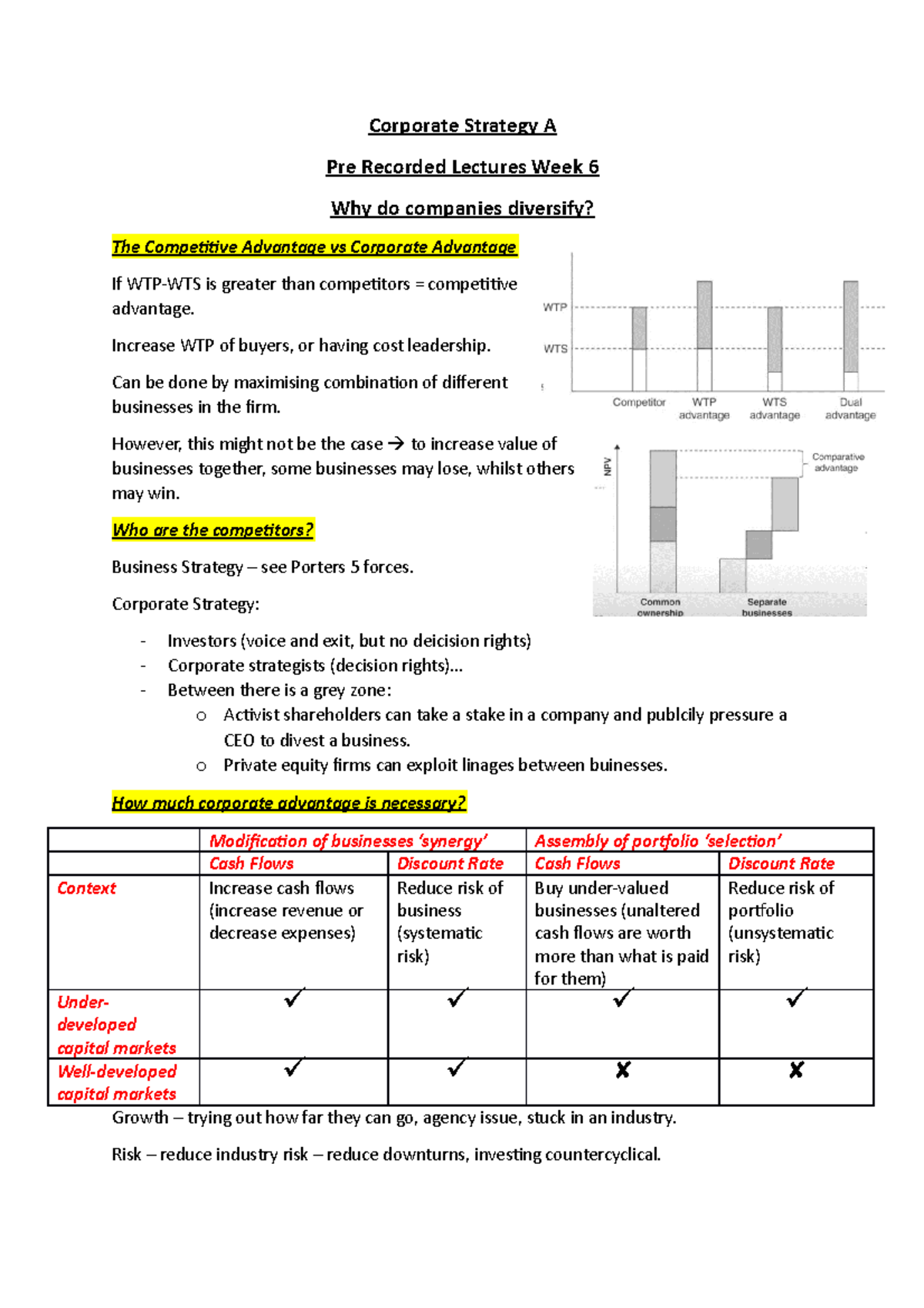 Week 6 HW Videos - Lecture notes 6 - Corporate Strategy A Pre Recorded ...
