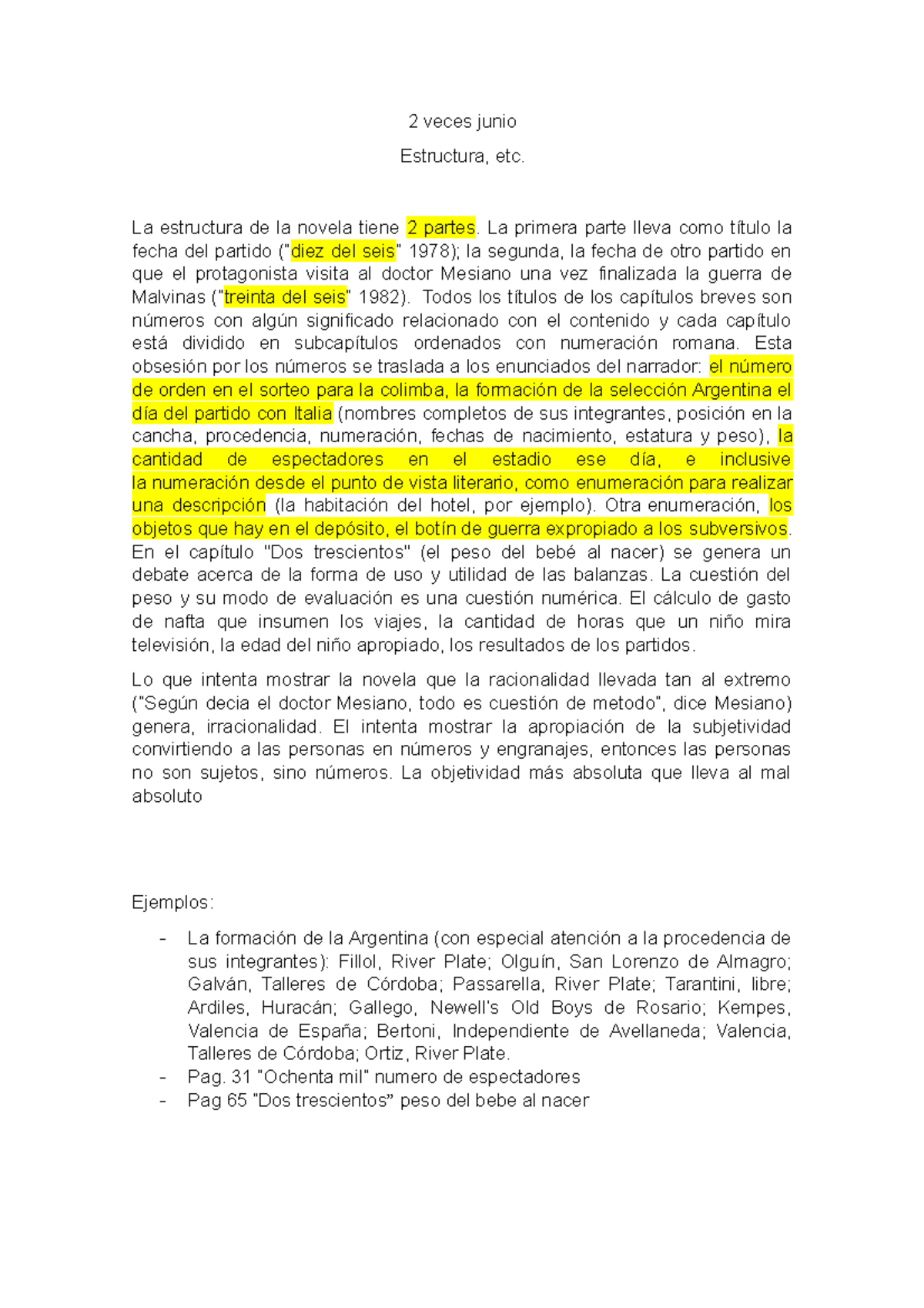 Analisis 2 veces junio - 2 veces junio Estructura, etc. La estructura ...