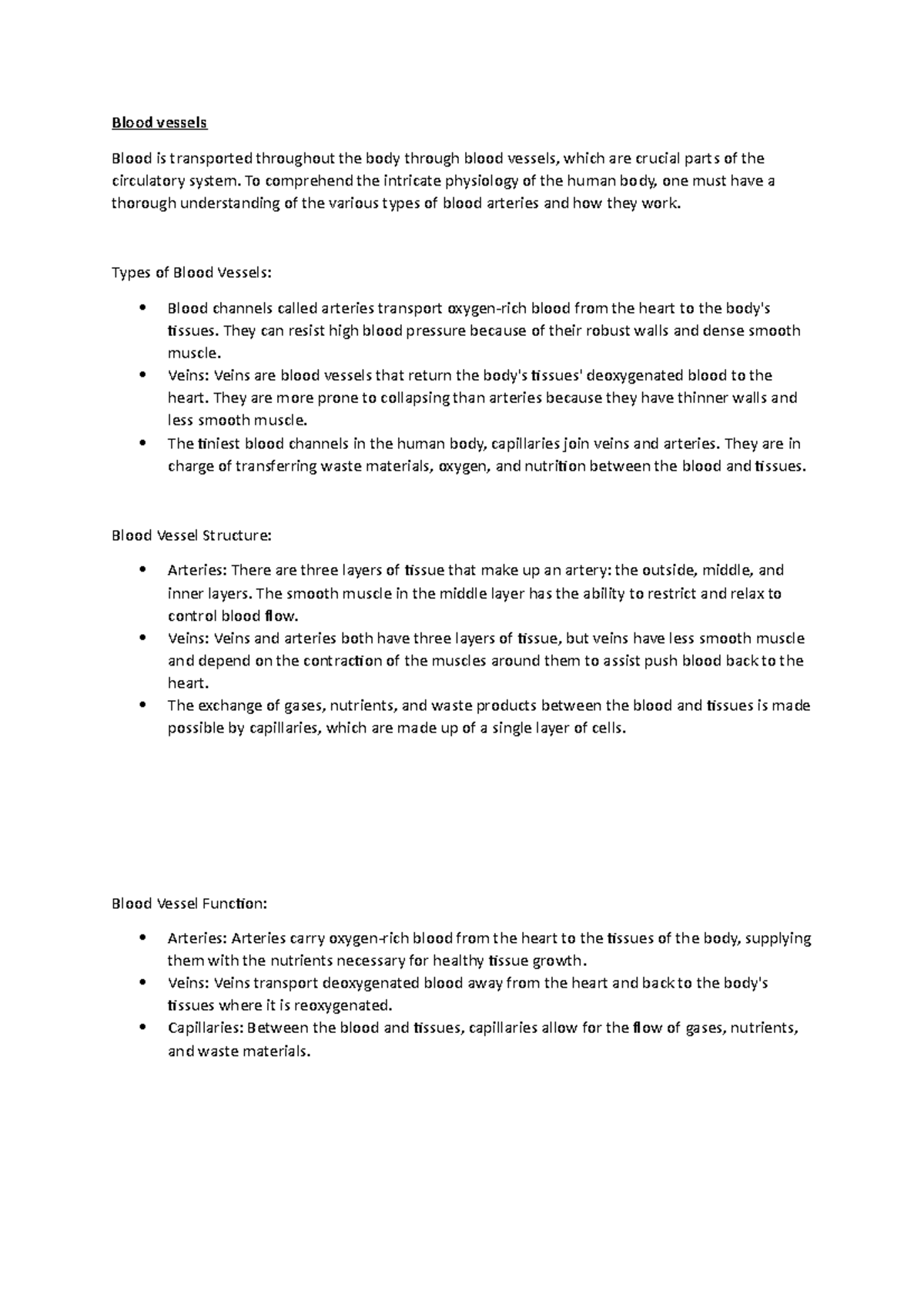 Blood vessels - Blood vessels Blood is transported throughout the body through blood vessels ...