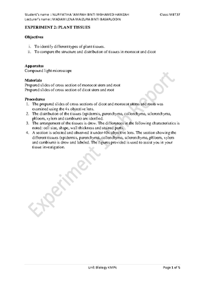 EXPERIMENT 6 SB015 - Sains Hayat - Studocu