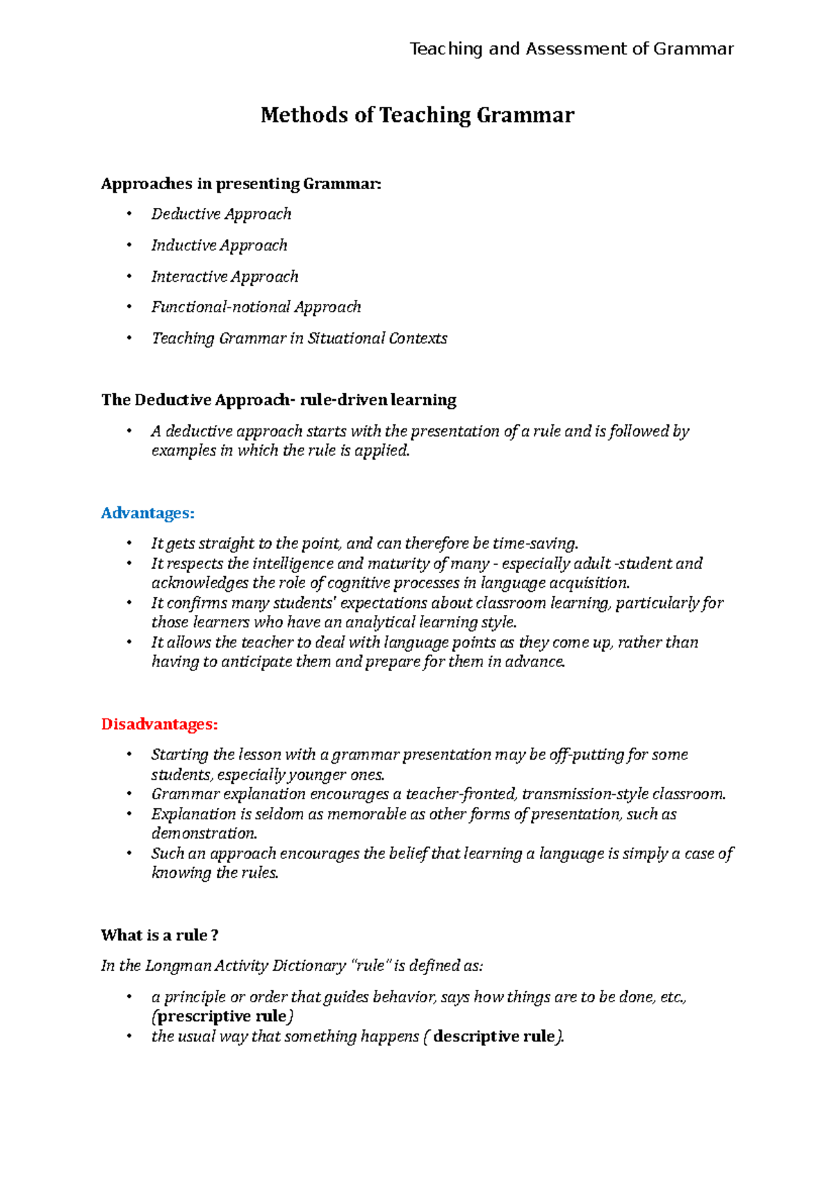 SEE2209 Methods of Teaching Grammar - Teaching and Assessment of ...