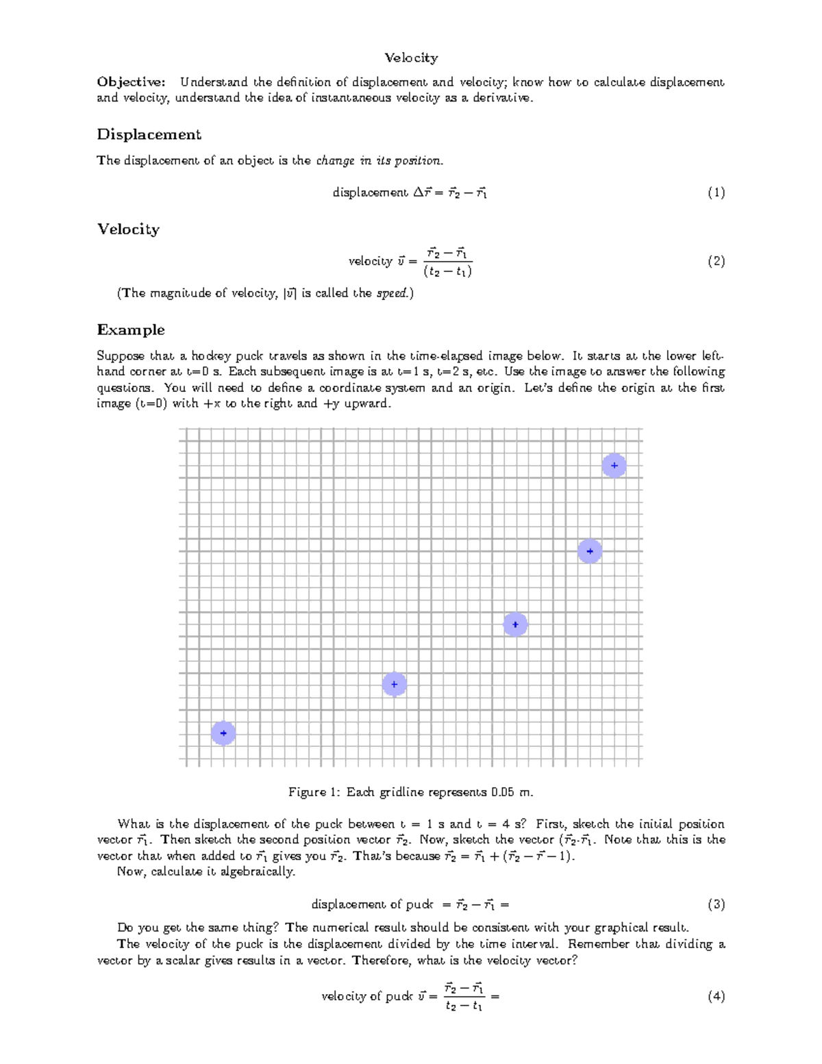 1 2 velocity outline - course notes - Velocity Objective: Understand ...