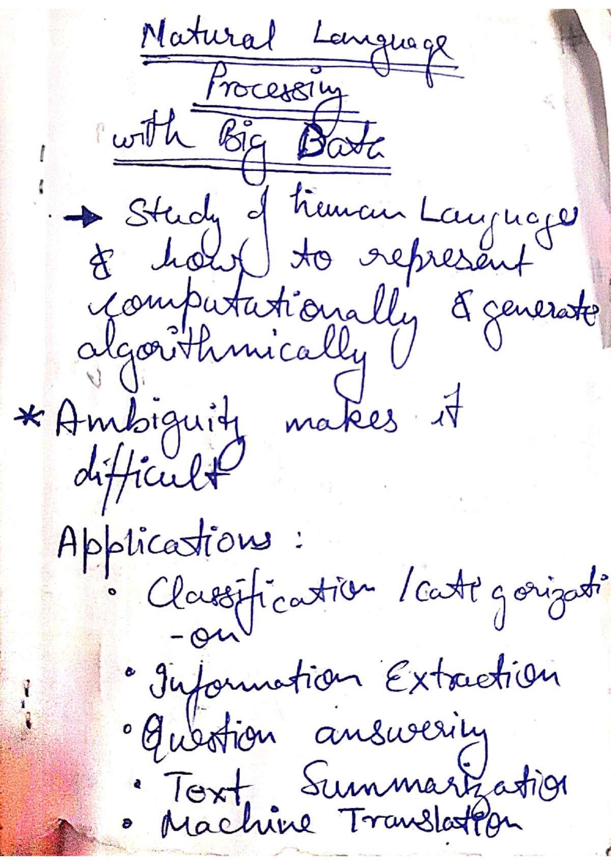 NLP UNIT 1 AND 2 Short Notes - Natral LeaR frocessiy to eseat ...