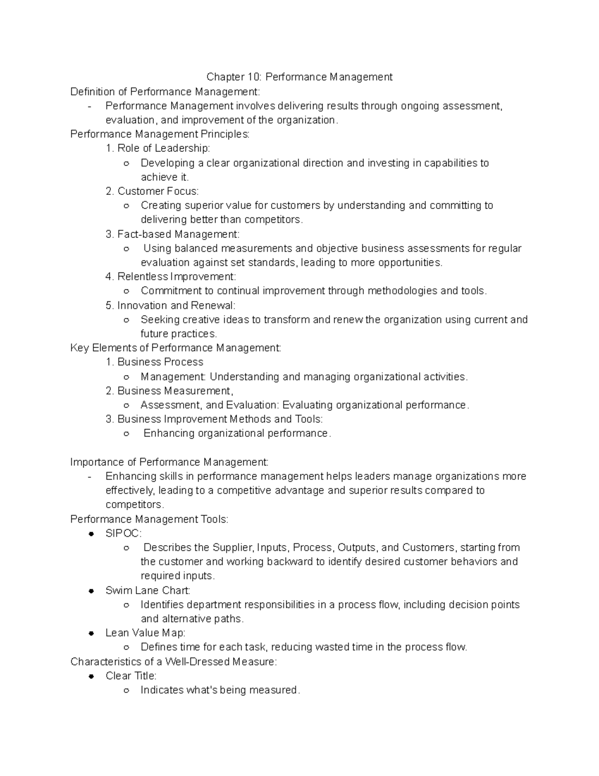 Chapter 10 Study Guide - notes - Chapter 10: Performance Management ...