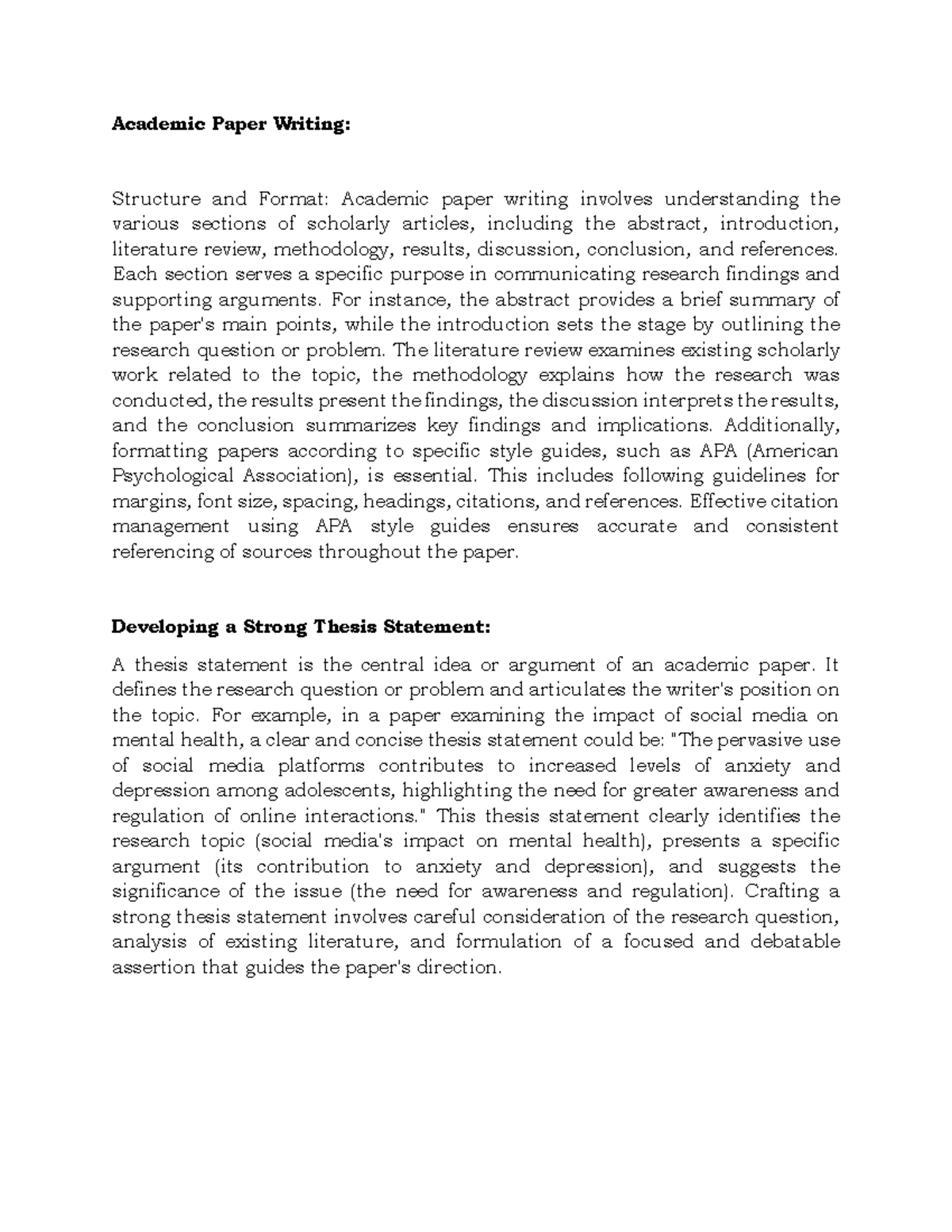 Academic Paper Writing - Each section serves a specific purpose in ...