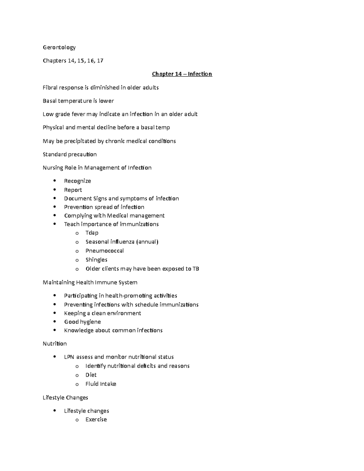 Gero Exam 1 Chapters 15-17 - Gerontology Chapters 14, 15, 16, 17 ...