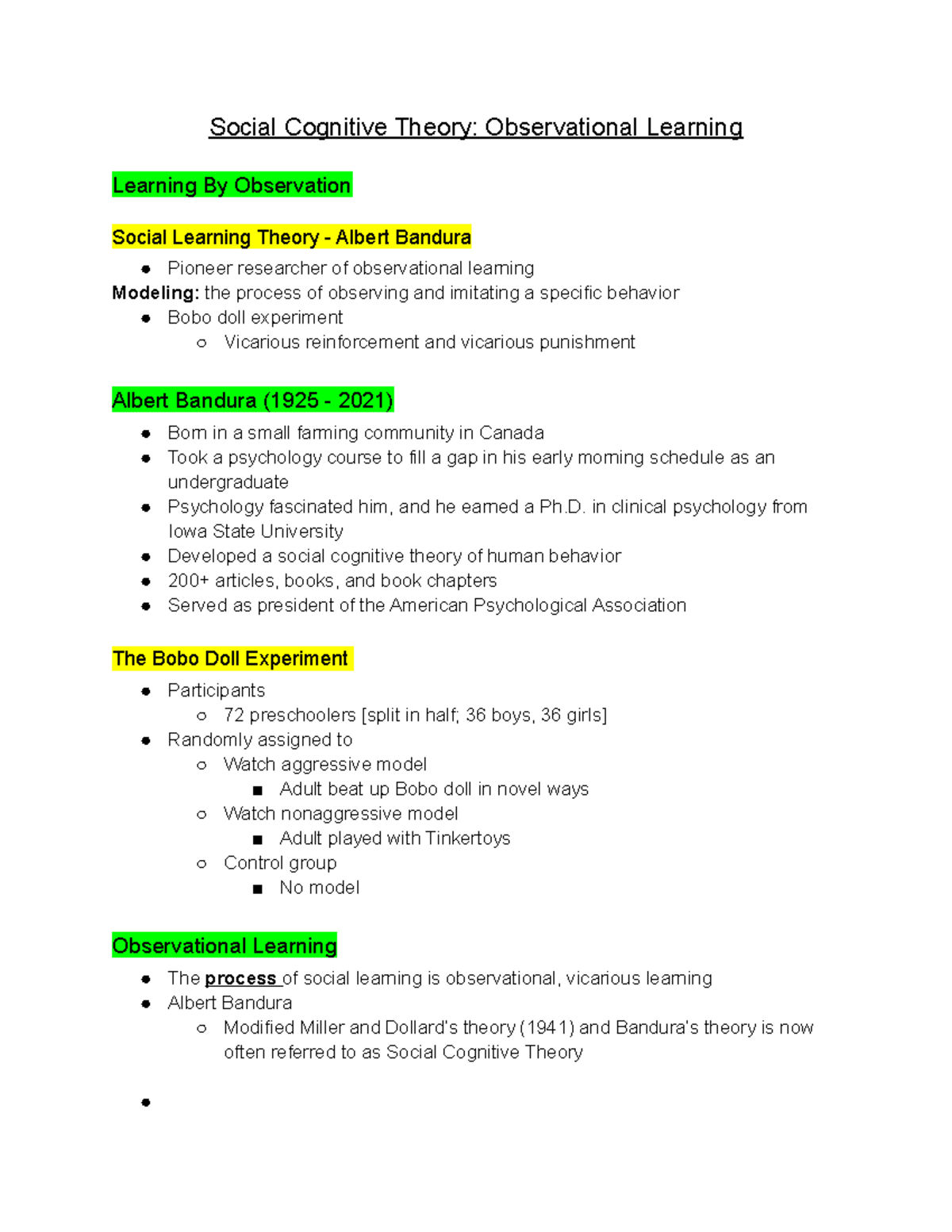 Module 22 Social Cognitive Theory Observational Learning - Social Cognitive Theory ...