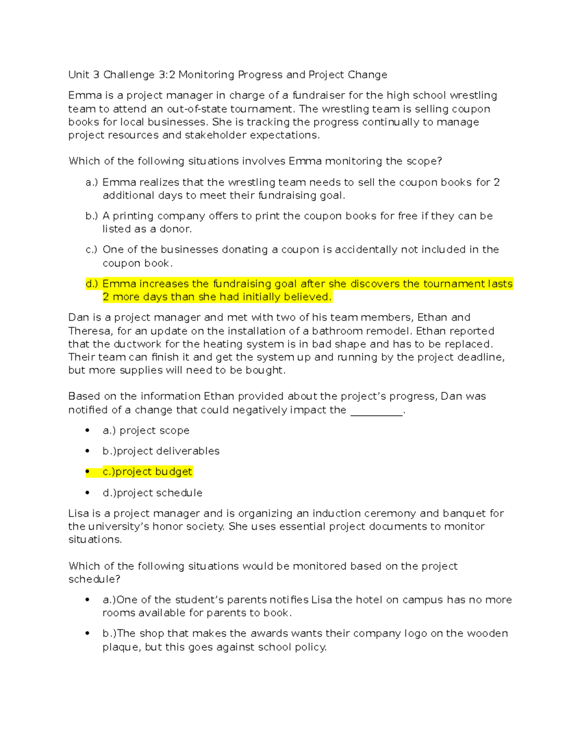 Unit 3 Challenge 3 2 - Unit 3 Challenge 3:2 Monitoring Progress and ...