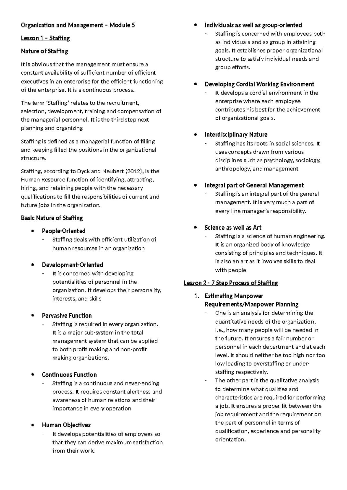 Notes-Org-Mod5 - Compiled notes for Organization Management Module 5 ...