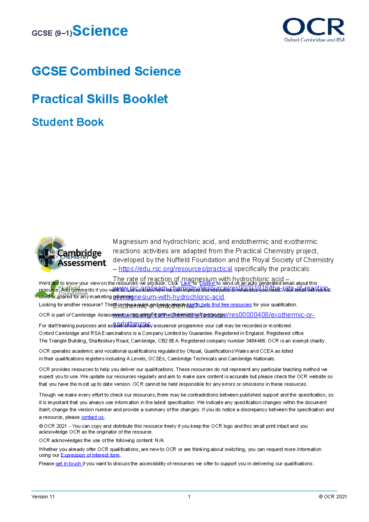 Science praticals - GCSE (9–1)Science GCSE Combined Science Practical ...
