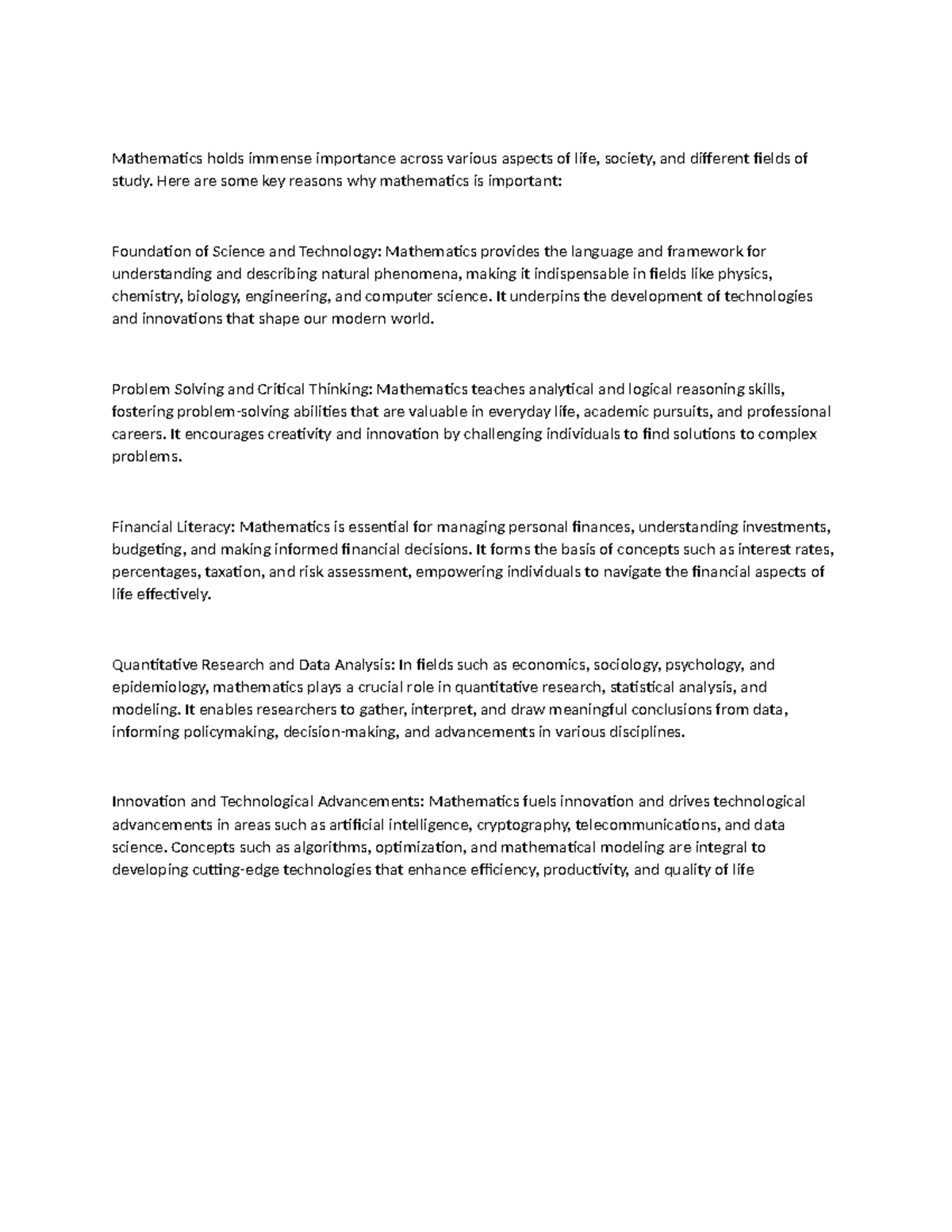 IMportance of Math - what makes math as an important subject ...