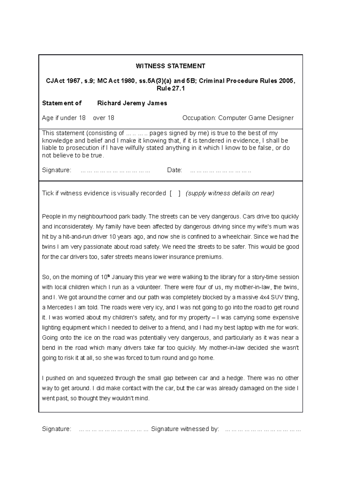Witness Statement of Richard Jeremy James - WITNESS STATEMENT CJAct ...