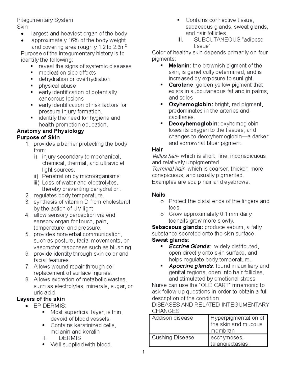 Health Assessment - Informative - Integumentary System Skin largest and ...
